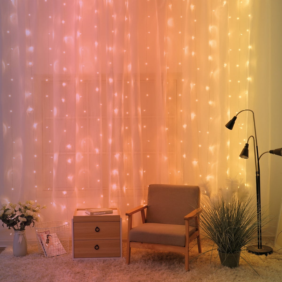 Cortina LED Luminosa 8 Funciones 3.6W 200LEDs IP44 (2x2 Metros) RGB con ...